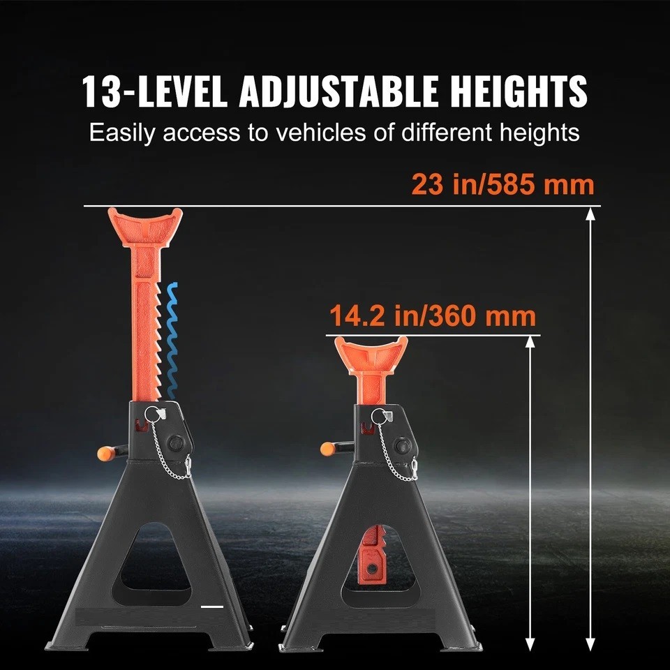 1Pair Jack Stands Steel Car Stands 6T (13000 lbs) Capacity Double ...