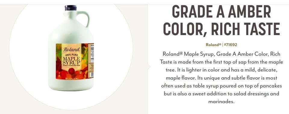 100% Pure Canadian Maple Syrup,ONE GALLON, Roland Grade A- Amber color ...