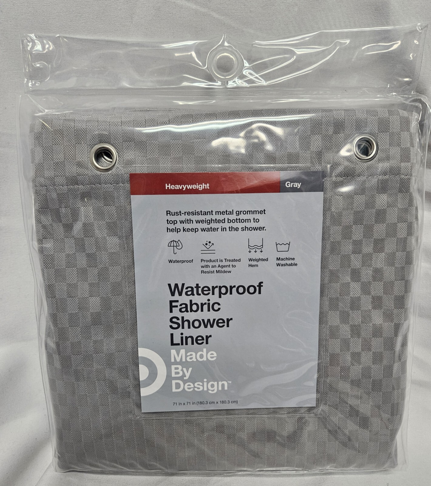 Made By Design Basket Weave Fabric Shower Liner Sleek Gray Heavyweight ...