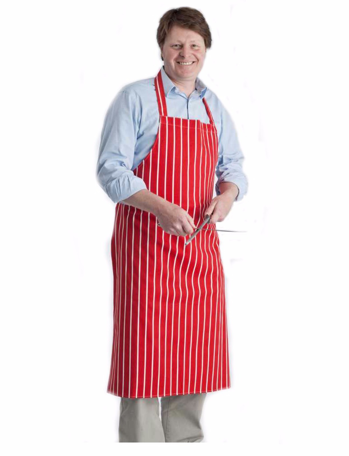 NAVY BLUE/RED & WHITE STRIPED BUTCHER’S APRON | eBay UK