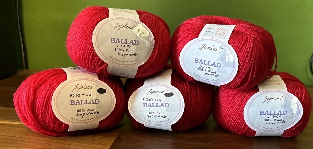 Jojoland Yarn 5 balls 100% superwash wool light worsted weight Red ...