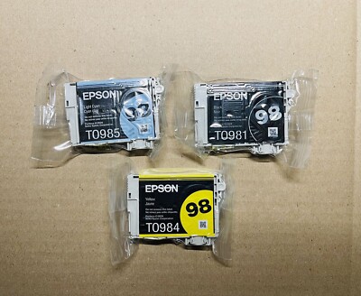 3 Pack Genuine Epson 98 Black Light Cyan Ink for Artisan 700/10/25/30 800/10/35 | eBay