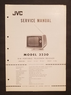 JVC NIVICO Model 3230, B/W Portable Television Receiver. Service Manual ...