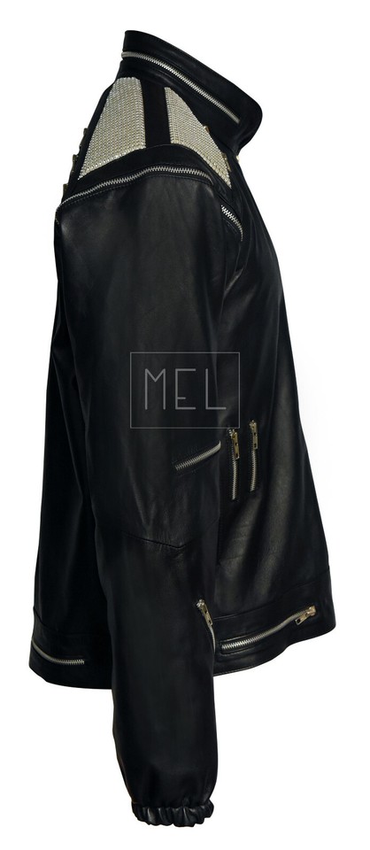 Michael Jackson Beat It MJ White, Red & Black Men's Leather Jacket ...