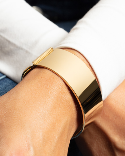 14K Solid Gold Wide Bangle – High Polish Cuff Bangle , Bold Statement Bangle B90 | eBay