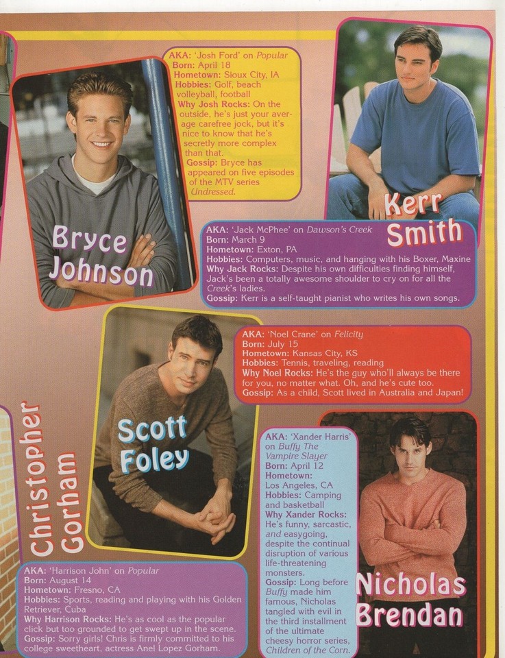 98° Degrees pinup Bryce Johnson Kerr Smith Scott Foley Nicholas Brendan ...