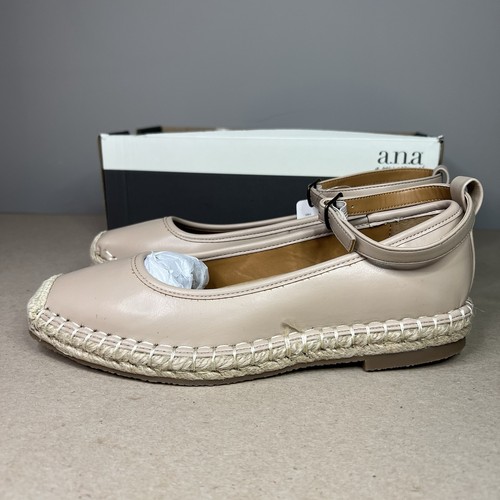 Ana Mint Ballet Flats Taupe Ankle Strap Espadrille Flats Jute Sole Size ...