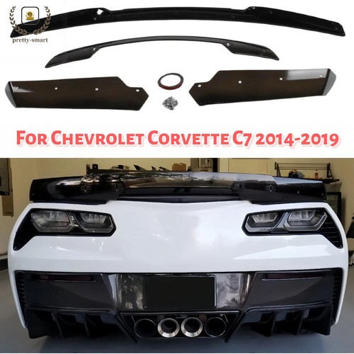 Fits 2014-2019 Corvette C7 Rear Trunk Spoiler Gloss Black High Quality ...