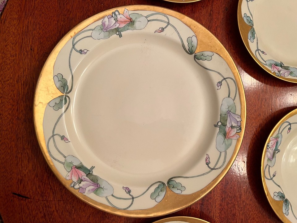 Antique JEAN POUYAT LIMOGES J.P.L Cyclamen Art Nouveau Cake Plates ...