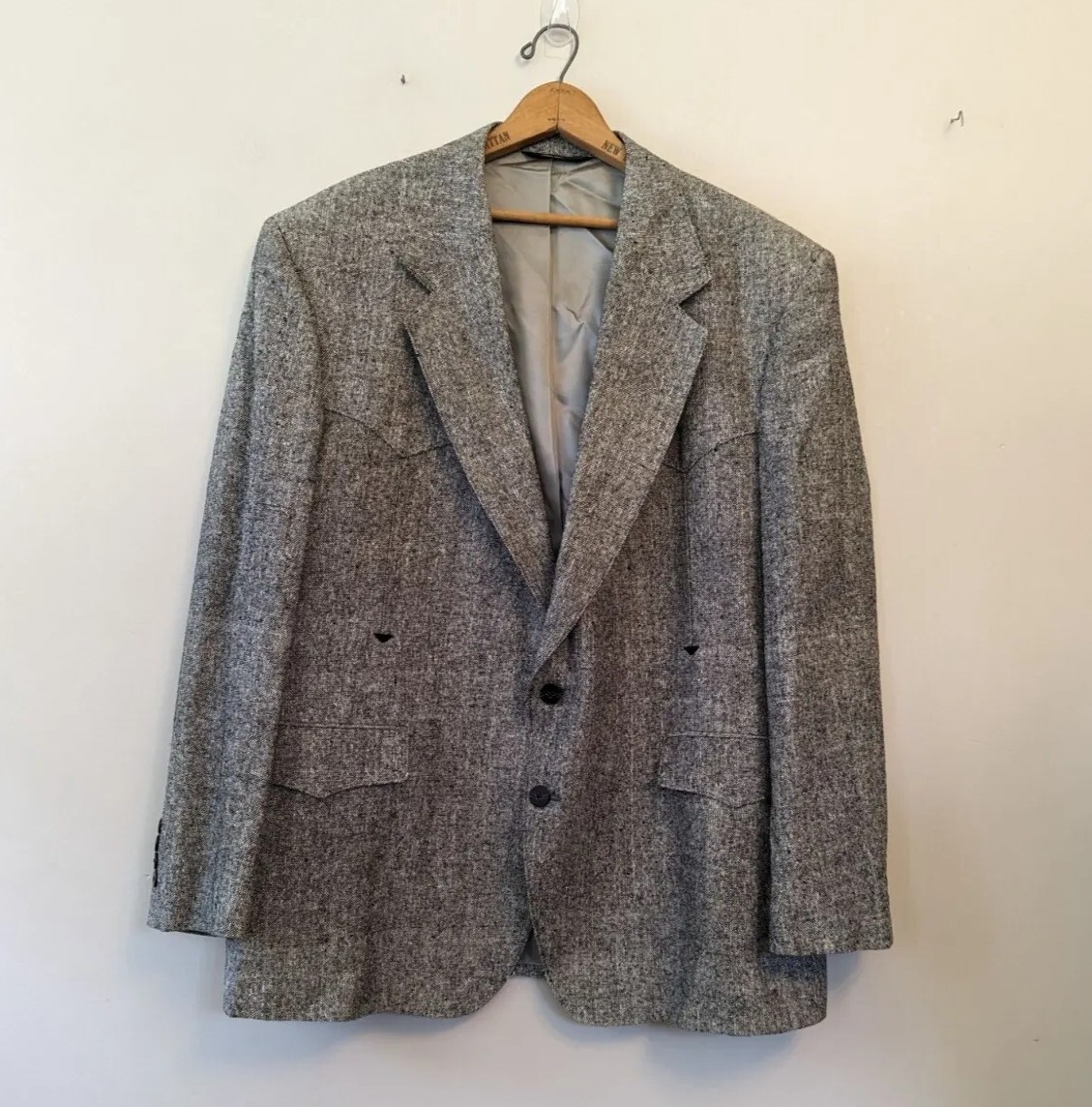 Vintage Bar WS Tweed Western Wear Mens Blazer Size 46R - Gem