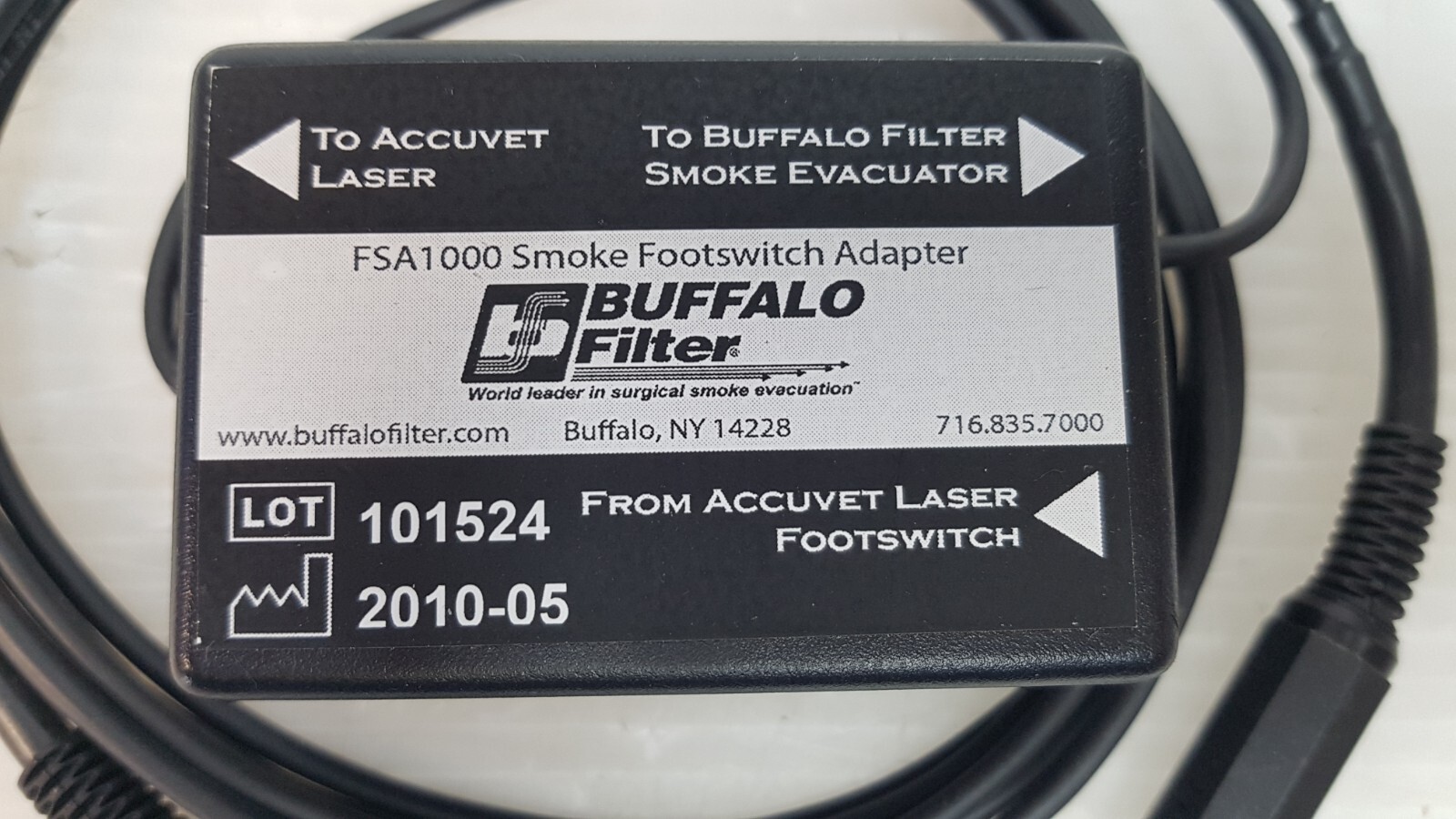 BUFFALO FILTER FSA1000 ACCUVET LASER SMOKE FOOTSWITCH ADAPTER | eBay