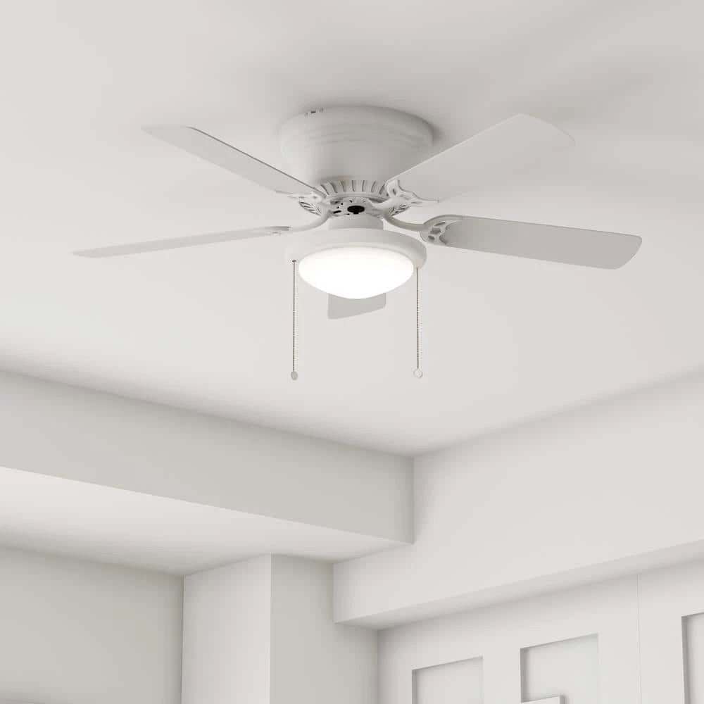 White Flush Mount Ceiling Fan With Led Light | Shelly Lighting