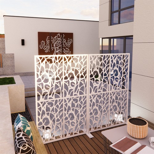 Metal Panels Decorative Divider Wind Outdoor Garden Privacy Dividers ...