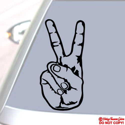 PEACE SIGN Vinyl Decal Sticker Car Window Wall Bumper HAND SYMBOL ONE ...