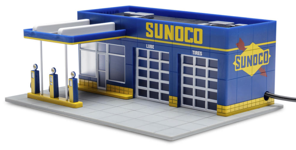 HO Scale Sunoco Gasoline Station Building Prelit Service Station ...