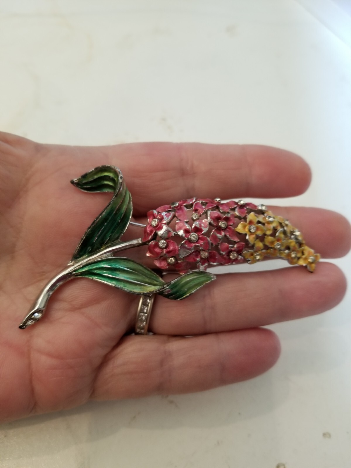 Rare 1940s Vintage MB Boucher Metallic Enameled Hyaci… - Gem