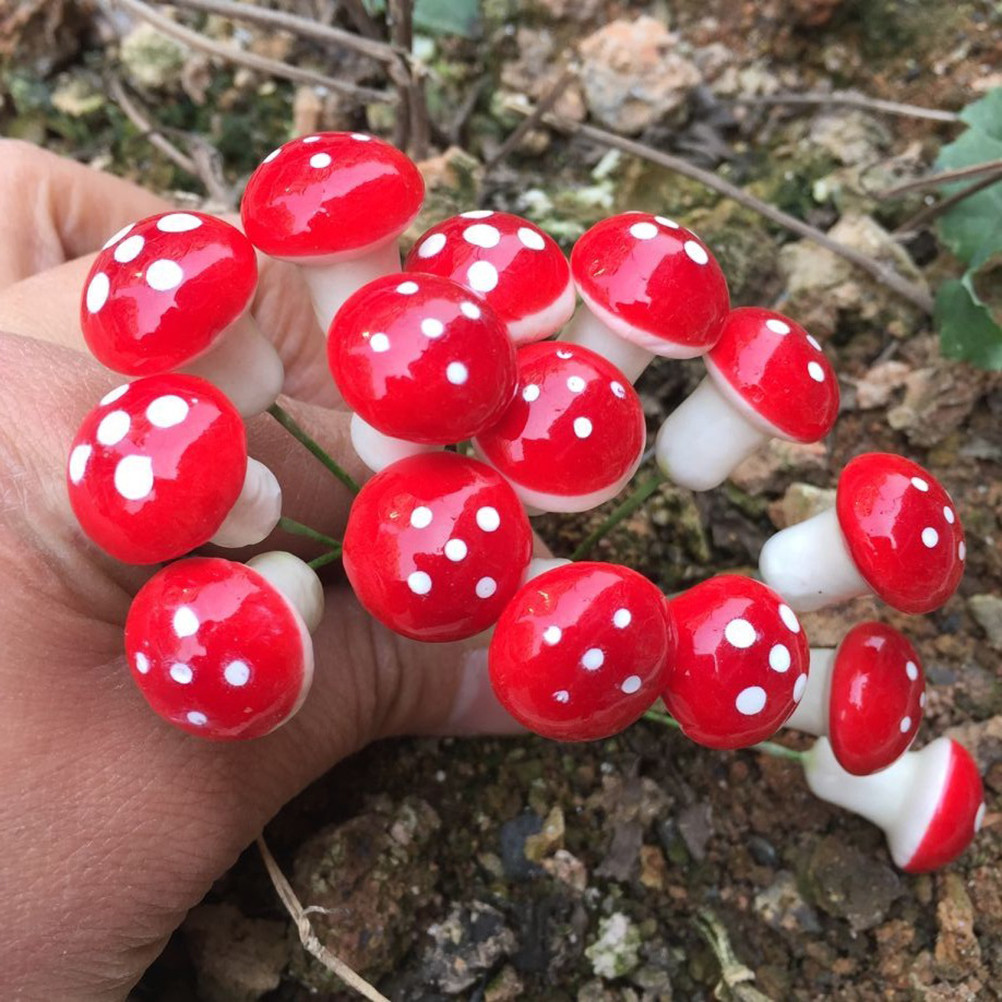 30X Mini Resin Mushroom Fairy Garden Toadstool Ornament Potted plants ...
