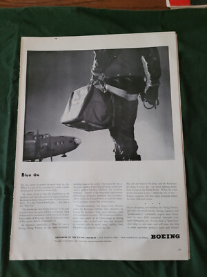 VTG 1943 Original Magazine Ad BOEING AIRPLANE BLUE OX WW2 BW | eBay