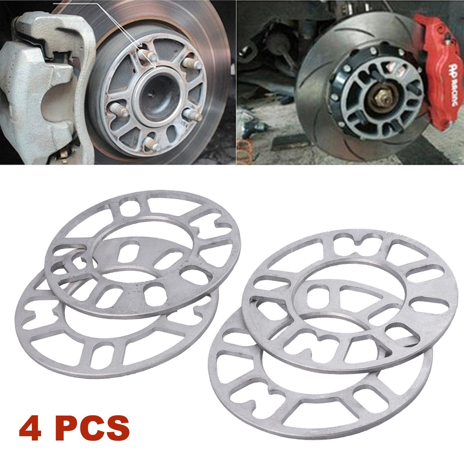 4x 5mm Alloy Wheel Spacers Shims Spacer Universal 4/5 Stud For 5x114.3 ...