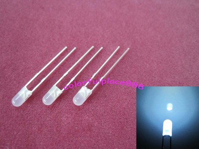 100pcs 3mm White Diffused Round Flangeless LED Leds Light Short Lead ...