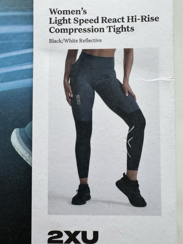 2XU Women's Light Speed React Hi-Rise Compression Tights Black White Reflective | eBay