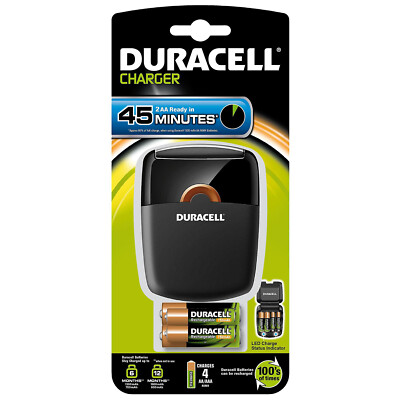 Duracell 45min Fast Battery Charger with AA and AAA Ni-Mh Rechargeable ...