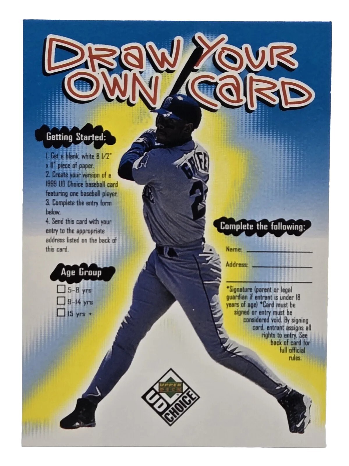 1999 UD Choice #DY Ken Griffey Jr. Draw Your Own Card | eBay