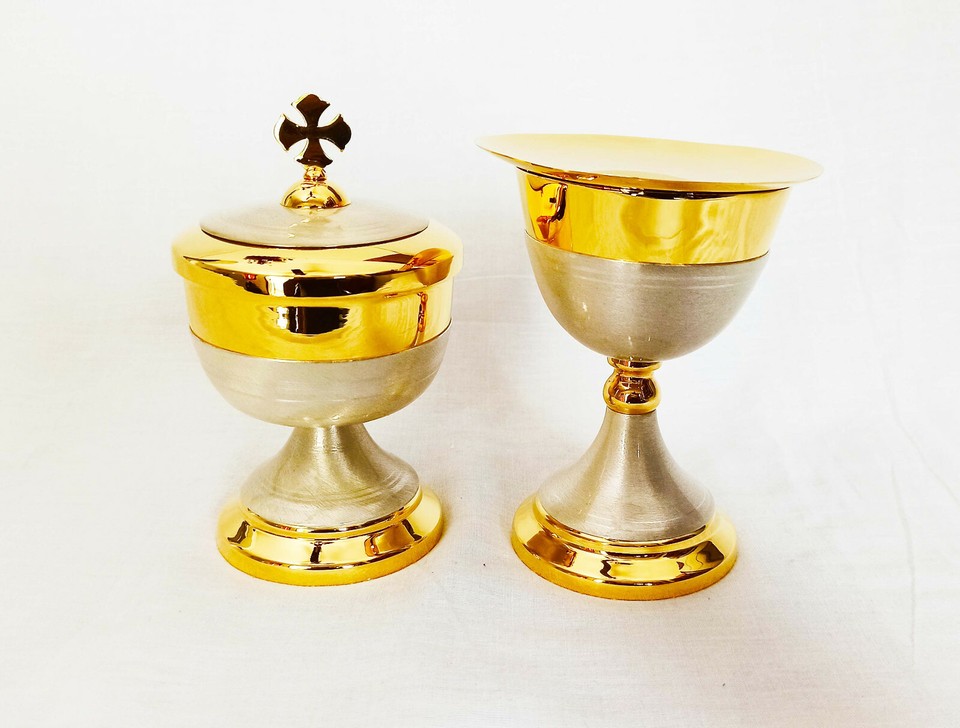 Chalice Paten & Ciborium set Gold Plated Holy Communion Church Altar ...