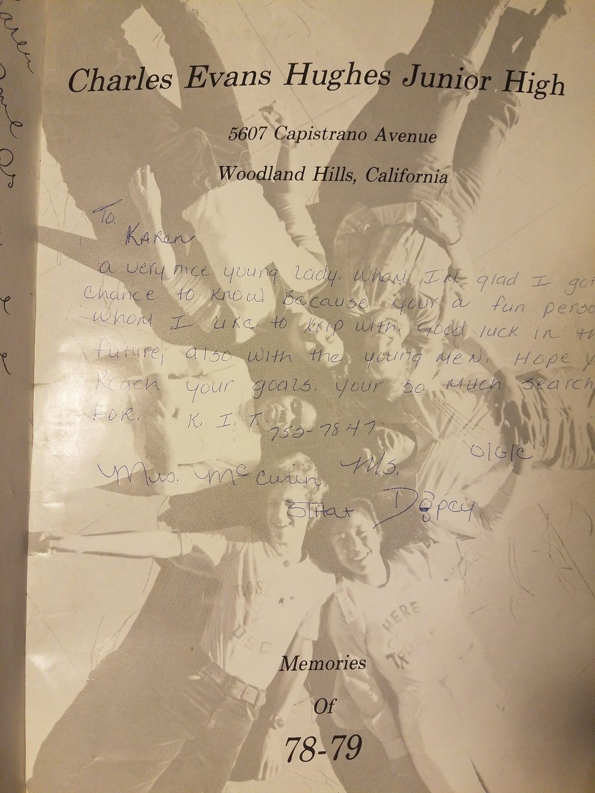 1979 CHARLES EVANS HUGHES JR HIGH SCHOOL YEARBOOK WOODLAND HILLS, CA ...