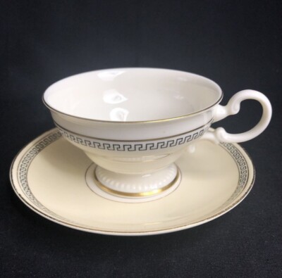 Black Greek Key By Homer Laughlin Tea Cups And Saucers Sets | eBay