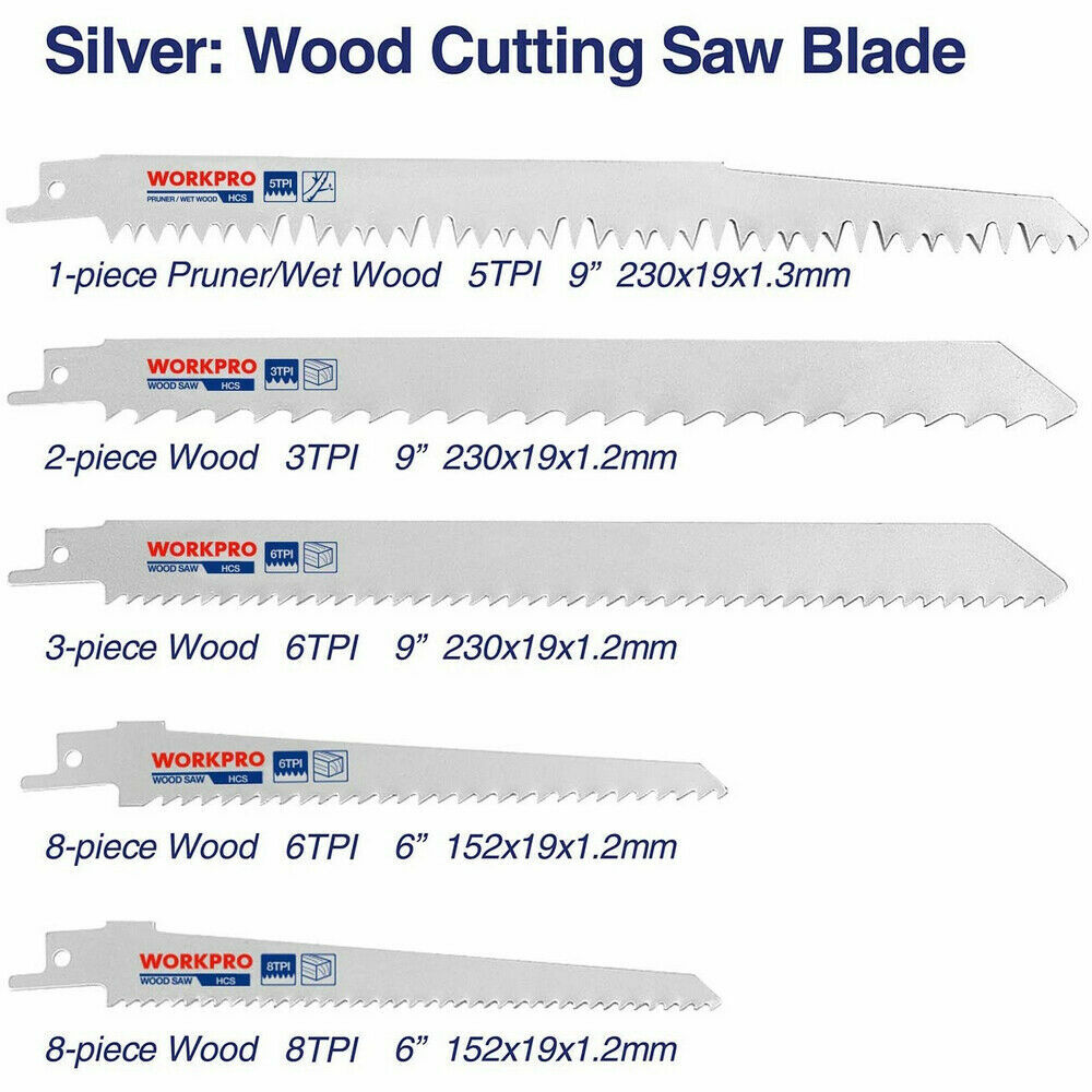 WORKPRO 32 PIECES Reciprocating Saw Blade Sets Wood Cutting Pruning Saw ...