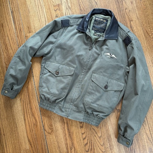 Sporty's Pilot Shop Mens AOPA Leather Trim Bomber Jacket Size Medium | eBay