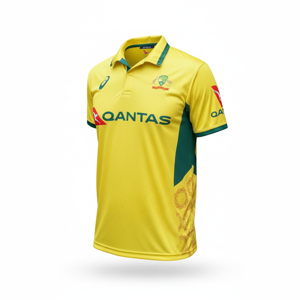 Australia ODI Cricket Polo Shirt Men's Yellow Supporter Fan ODI Cricket ...