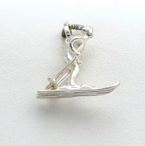 Sterling Silver Ski Skier Skiing 3D Charm Pendant | eBay