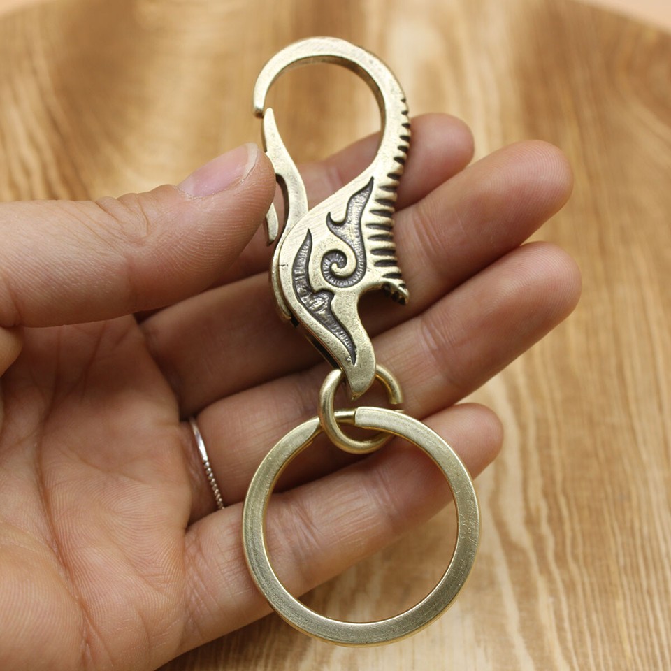 Solid Brass keychains Pants Clip Hook Bag Hook Car EDC Keyrings Key ...