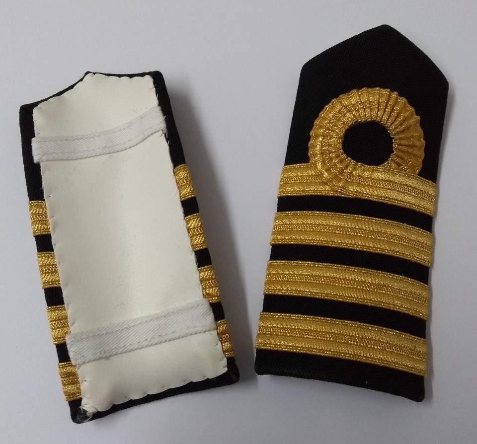 Naval Officers Captains Uniform Shoulder Boards Epaulette Black & Gold ...