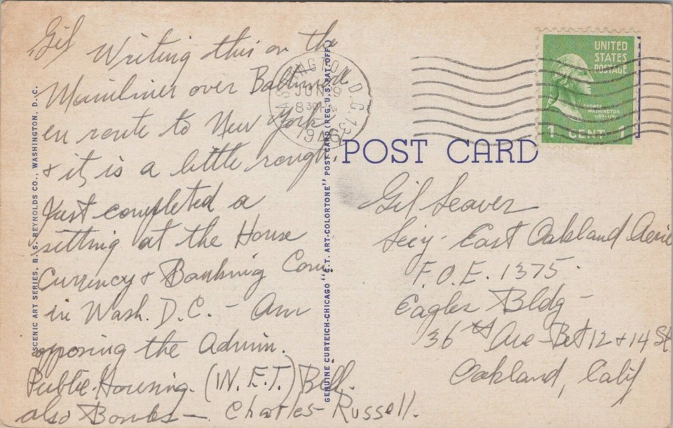 Linen PC * Washington DC View of U.S. Capitol at Blossom Time 1946 | eBay