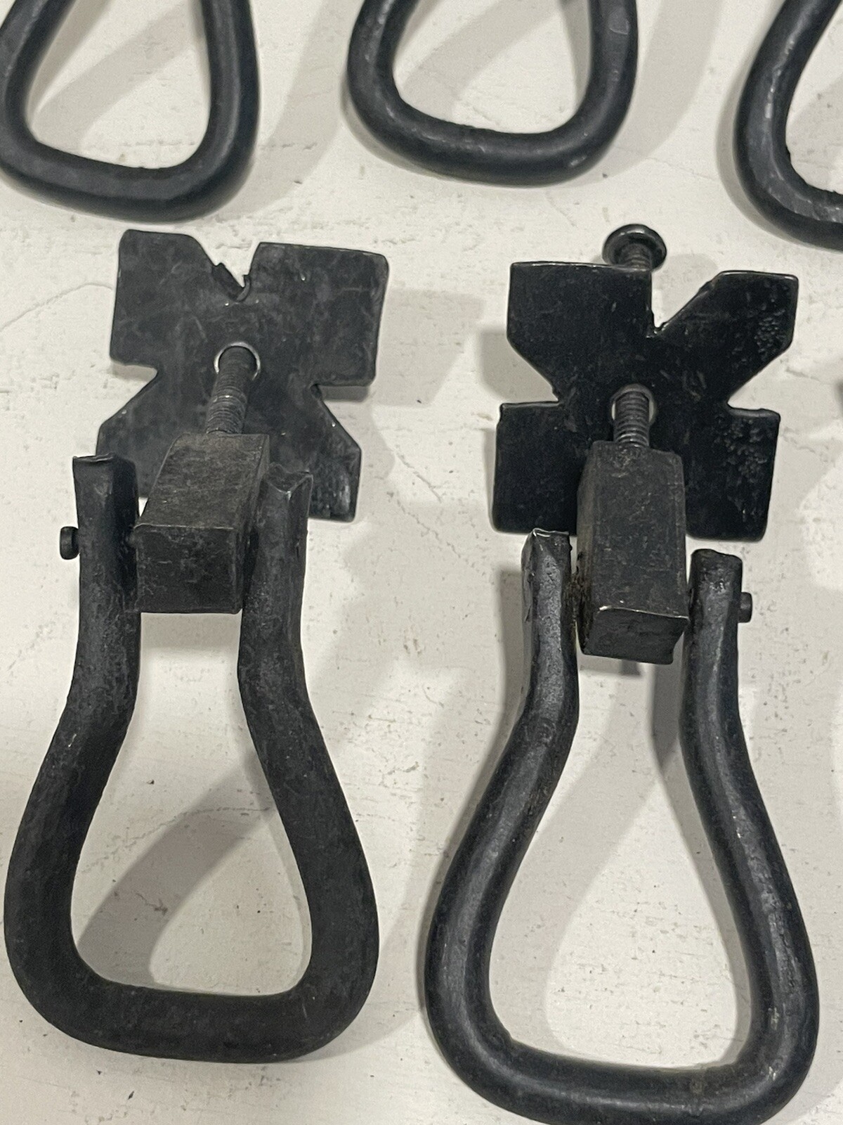 10 Drop Ring Pulls Black Wrought Iron Rustic Set of 10 | eBay