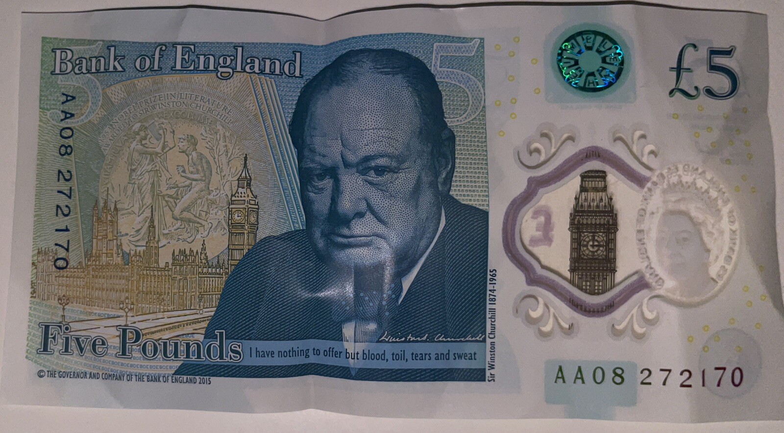 Ultra Low AA08 Five Pound Note (Churchill and Elizabeth II) -Good ...