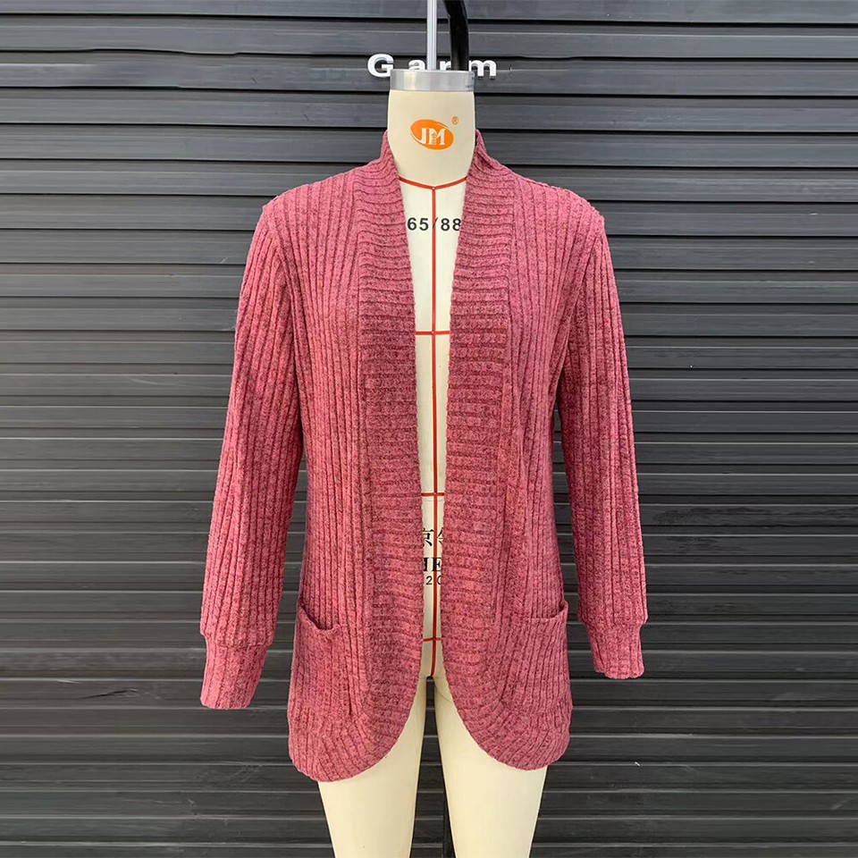 Women Ribbed Cardigan Sweater Long Sleeve Coat Jumper Solid Baggy ...