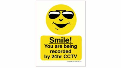 4 x Smile You are being recorded by 24hr CCTV stickers 100mm (h) x 75mm ...