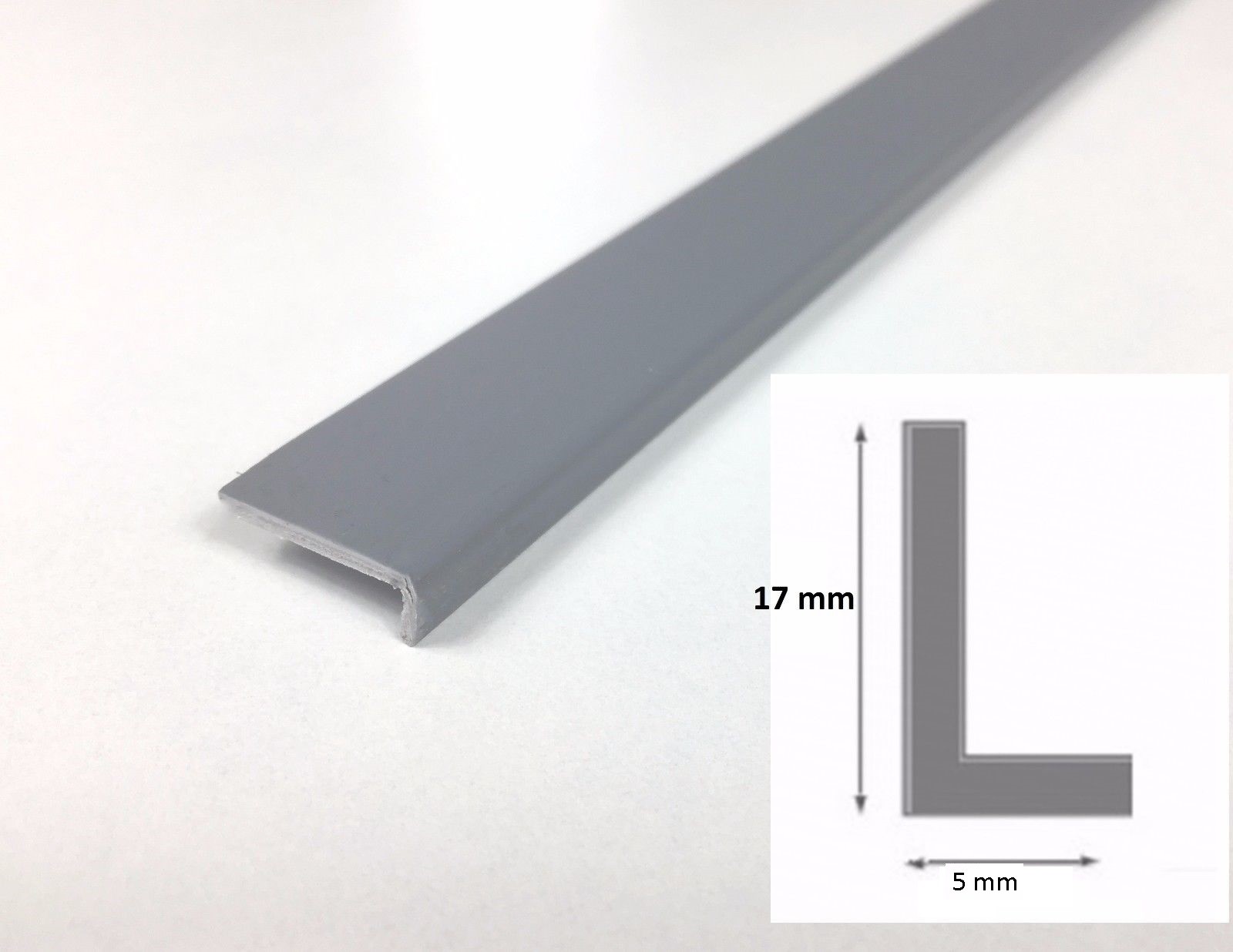PVC CORNER UNEQUAL GRAY PLASTIC 90 DEGREE ANGLE TRIM 1 METRE VARIOUS ...