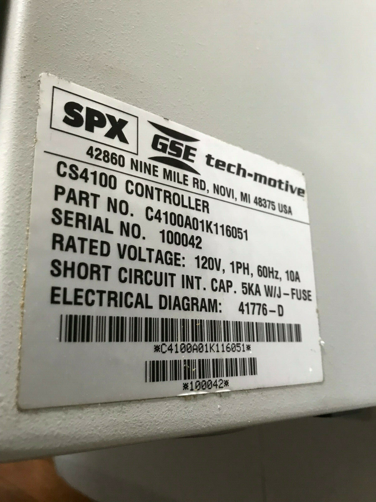 TECH-MOTIVE CS4100 SYSTEM CONTROLLER,GSE SPX TECH-MOTIVE TOOL,49-4100 ...