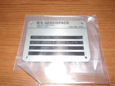 B/E Aerospace Modification Plate Tag 2524.015.25-104 | eBay