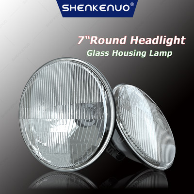 H6024 7" Round Glass Headlight Housing H4 Conversion Lights LOOK PAIR ...