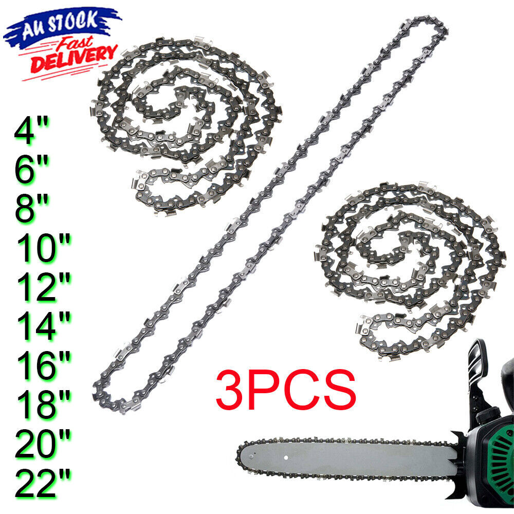 3PCS 4"- 14" 16" 18" 20" 22" Inch Chainsaw Chain Blade Saw Chains Semi ...