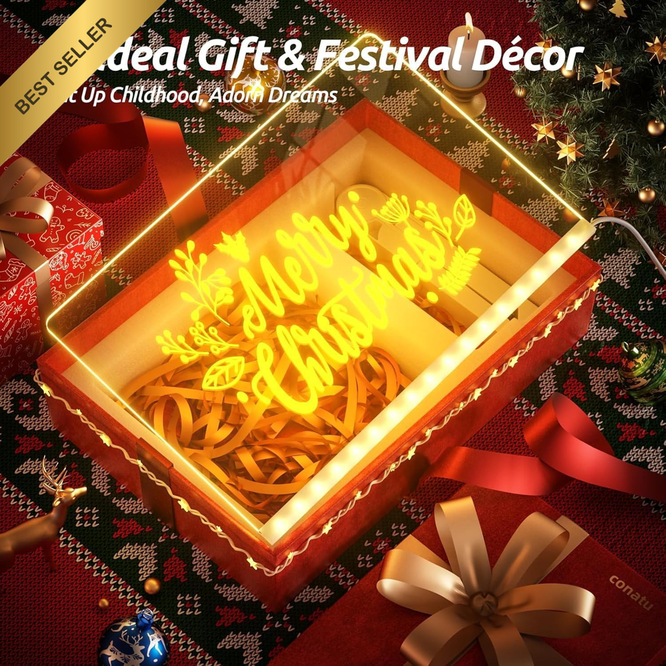 LED Acrylic Drawing Board Light Up Dry Erase Glow Message Board 12x8 ...