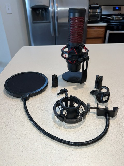 HyperX QuadCast Red LED USB Cardioid Microphone - Black for sale online ...