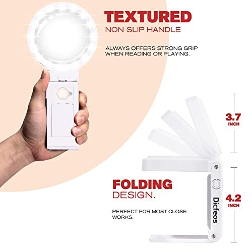 Dicfeos 30X 40X Magnifying Glass with Light and Stand Folding Design 18 ...