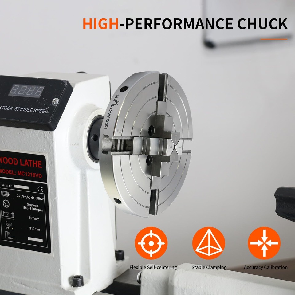 Wood Lathe Chuck 6 inch 4 Jaws Self-Centering Lathe Chucks Thread 1 x ...